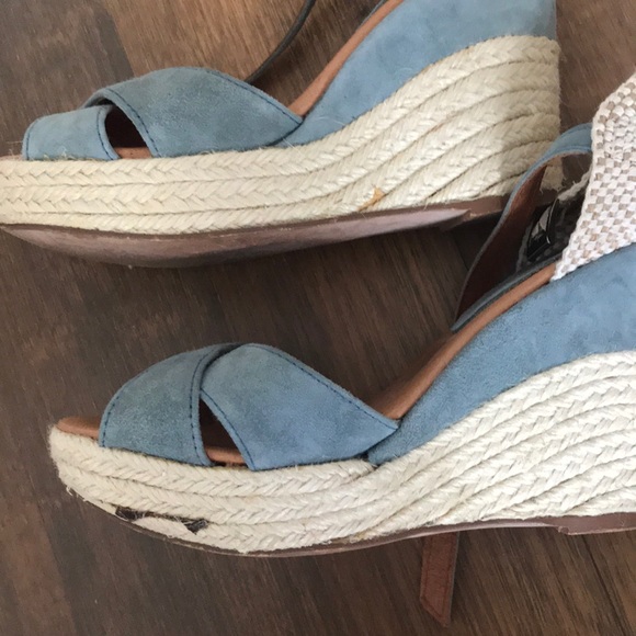 pinaz | Shoes | Pinaz Suede Blue Wedge | Poshmark